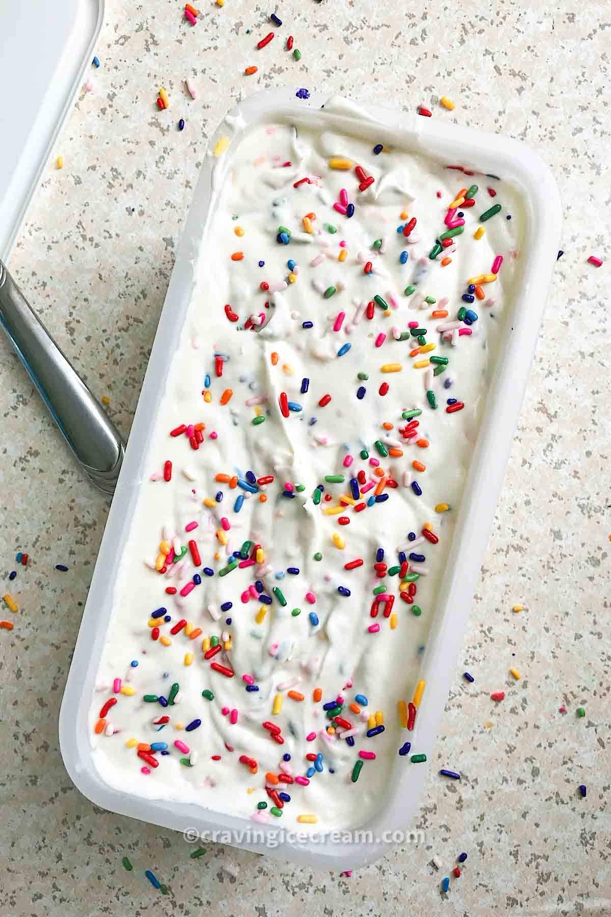 Homemade Sprinkles ice cream - Craving Ice Cream